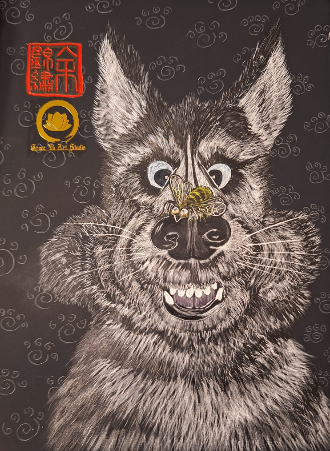 Oh My Bee Scratchboard Art Grace Yu Art Studio